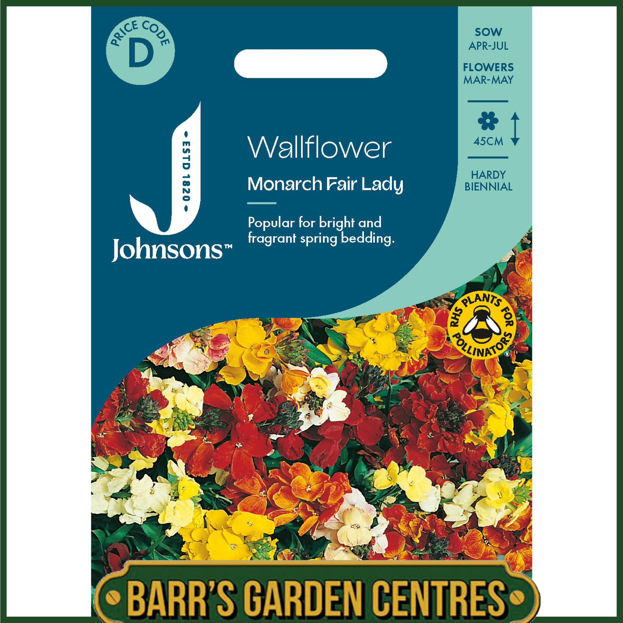 Johnsons - Wallflower Monarch Fair Lady - 500 Seeds – Barrs Garden Centres