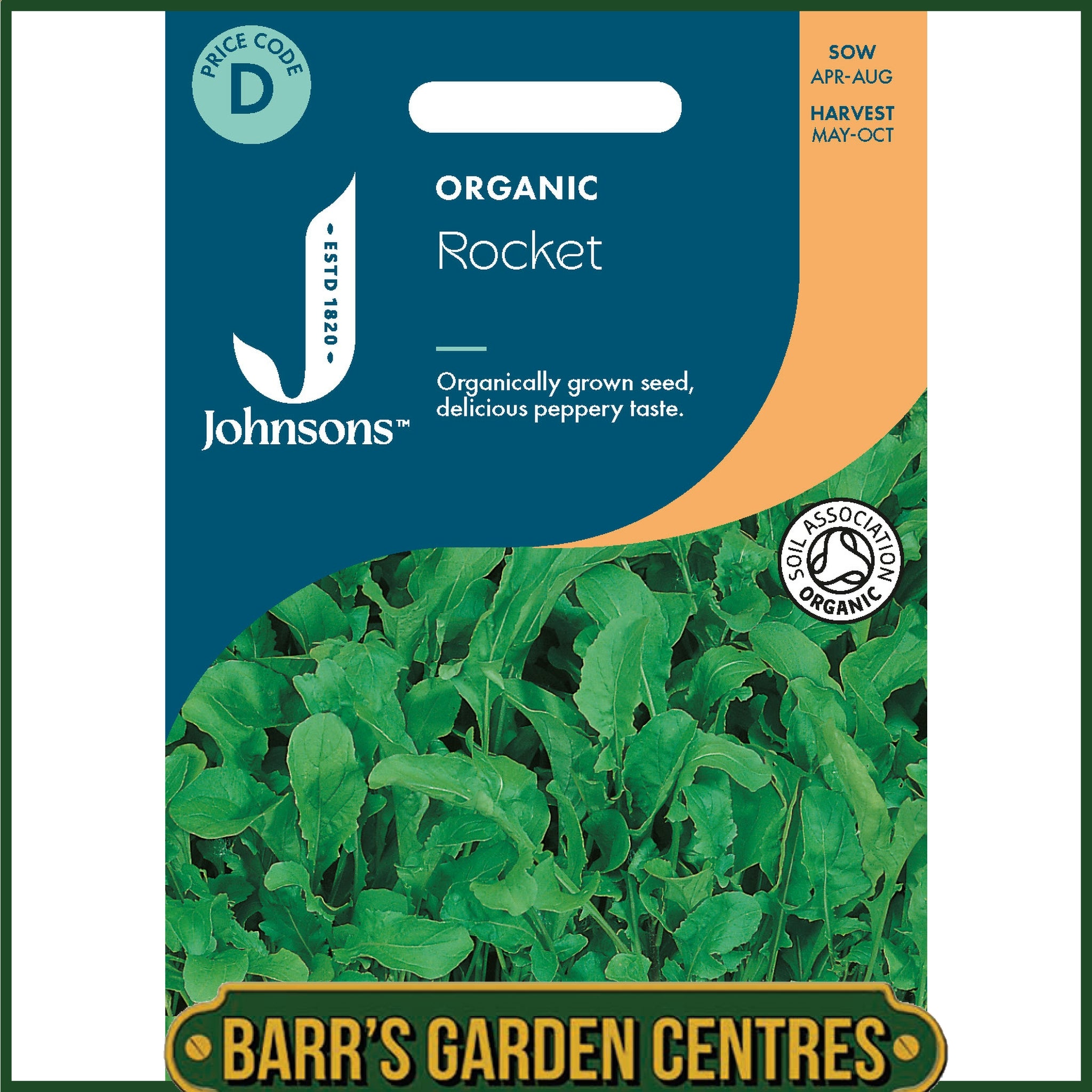 Johnsons - Organic Vegetable - Rocket - 1000 Seeds – Barrs Garden Centres