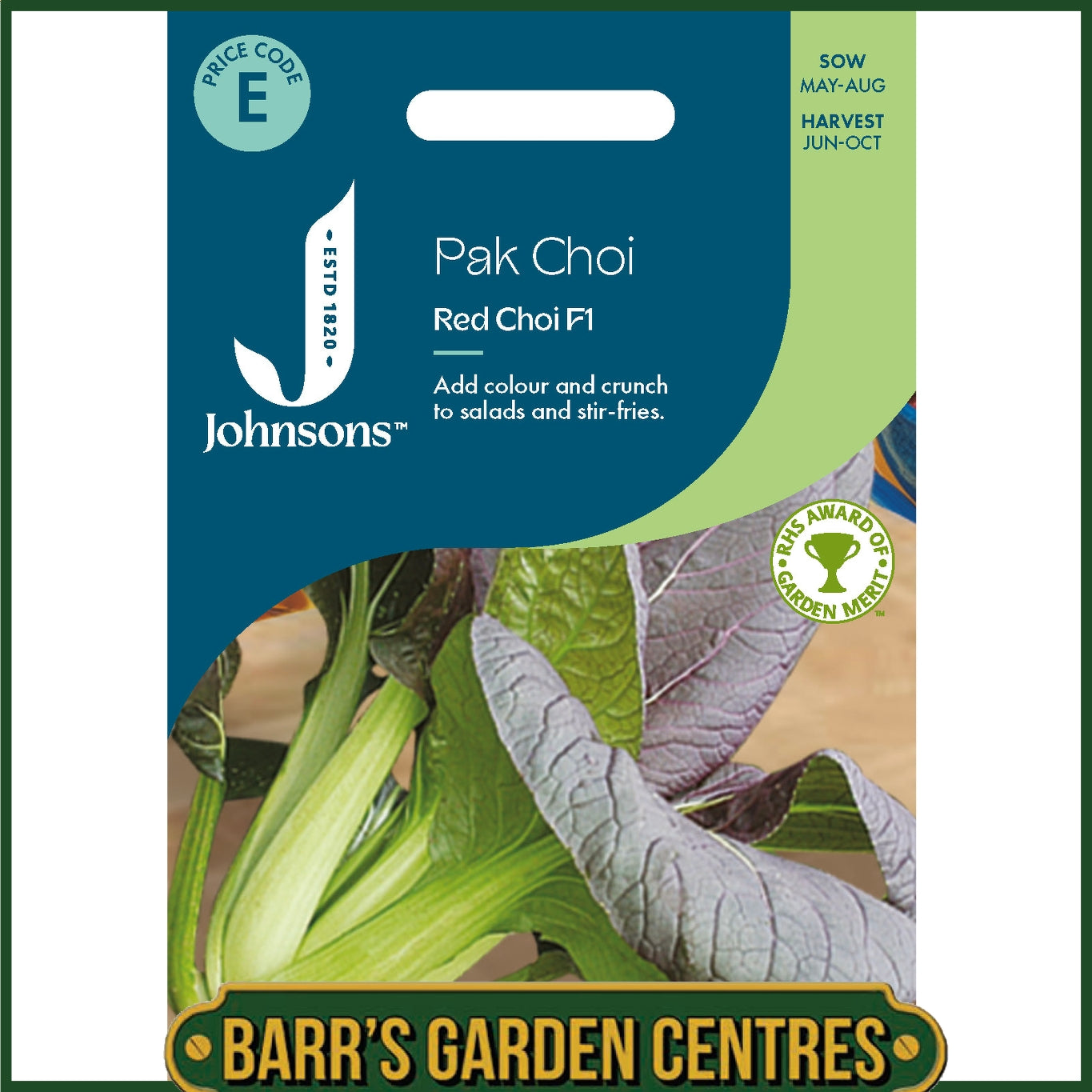 Johnsons - Pak Choi Red Choi F1 - 100 Seeds – Barrs Garden Centres
