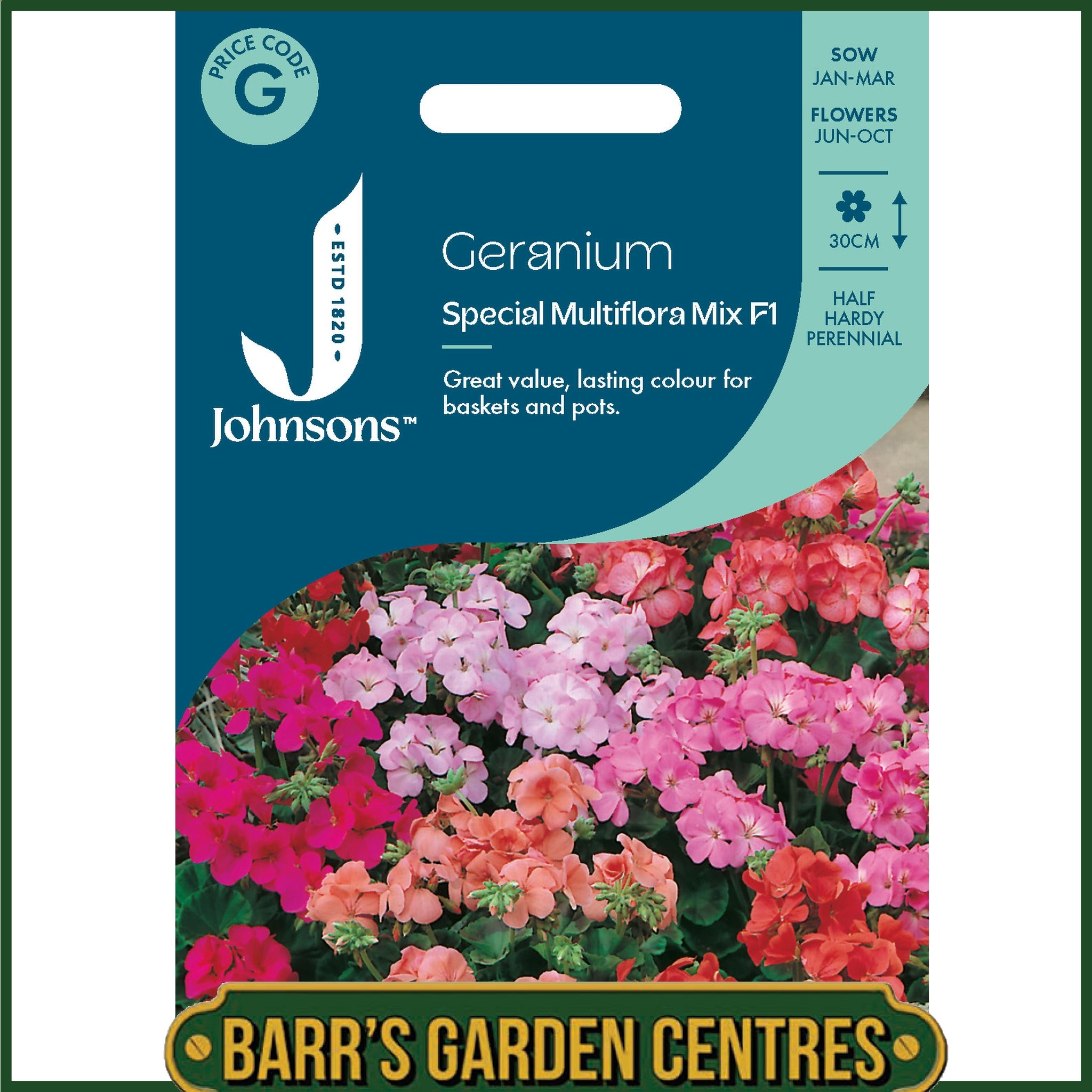 Johnsons - Geranium Special Multiflora Mix F1 - 10 Seeds – Barrs Garden ...